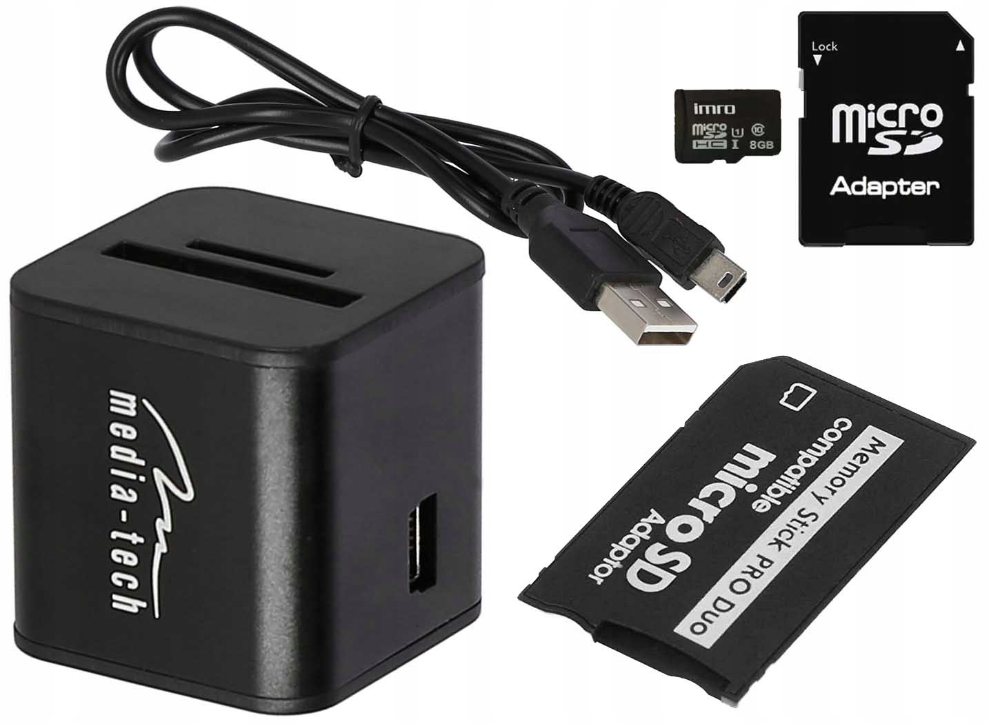 Czytnik kart SD microSD MMC +Adapter MemoryStick PRO DUO +Imro microSD ...