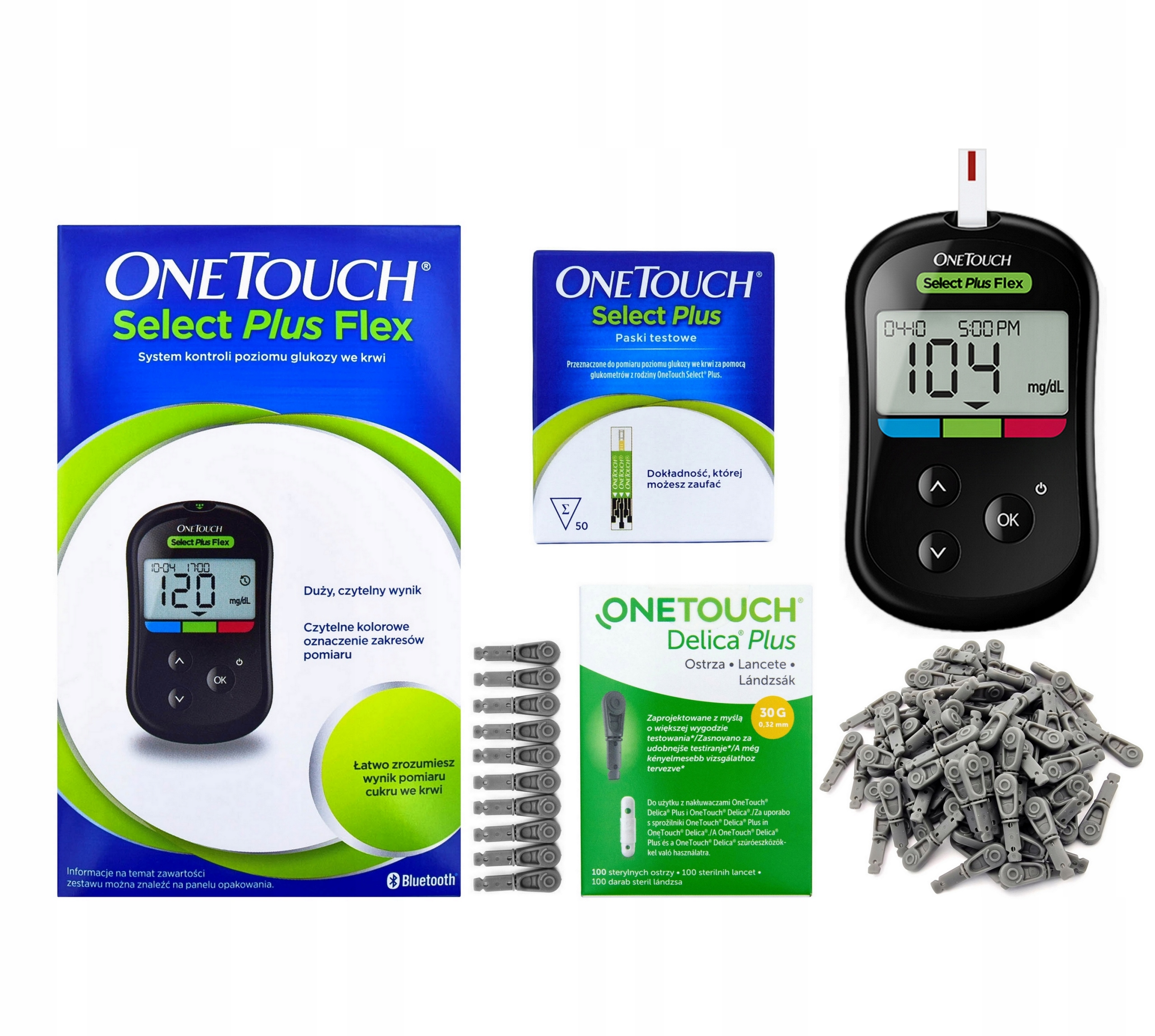 ONETOUCH SELECT PLUS FLEX +60 PASKÓW +120 LANCETÓW (5905141350456 ...