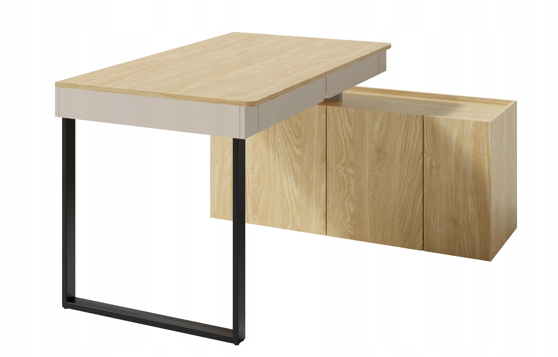 Biurko LC10 L/P system młodzieżowy LUCA Beż piaskowy / Dąb olejowany ...