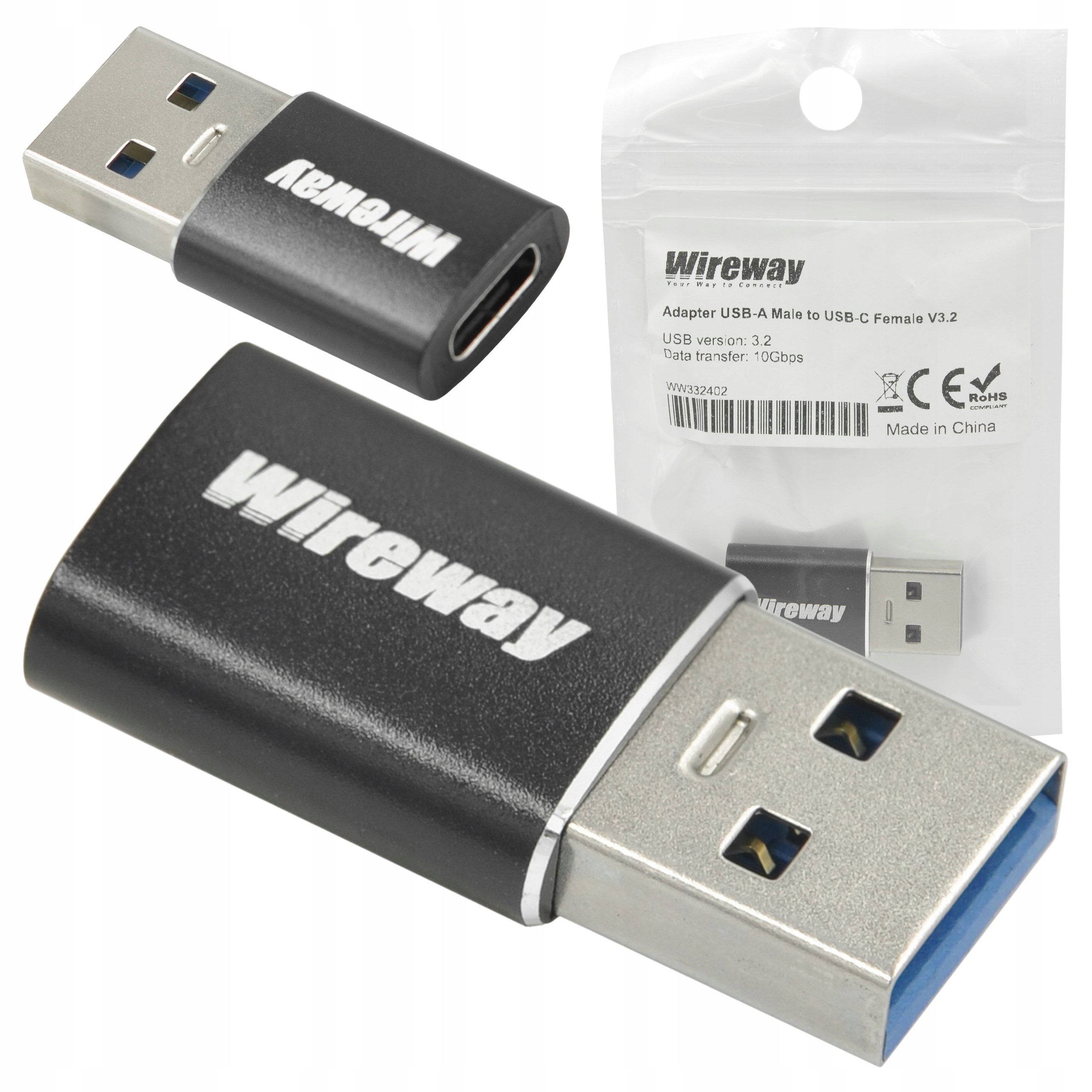 ADAPTER USB-C DO USB-A PRZEJŚCIÓWKA USB 3.2 10 Gbps WIREWAY WW332402 ...