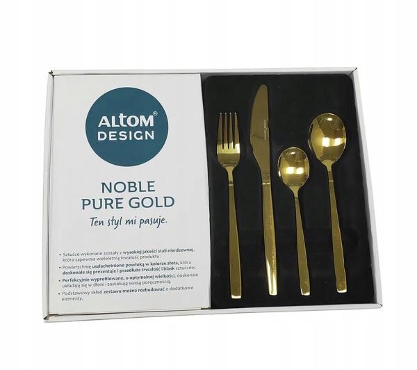 Zestaw sztućców Altom Design Noble Pure Gold Złote - 24 elementy ...