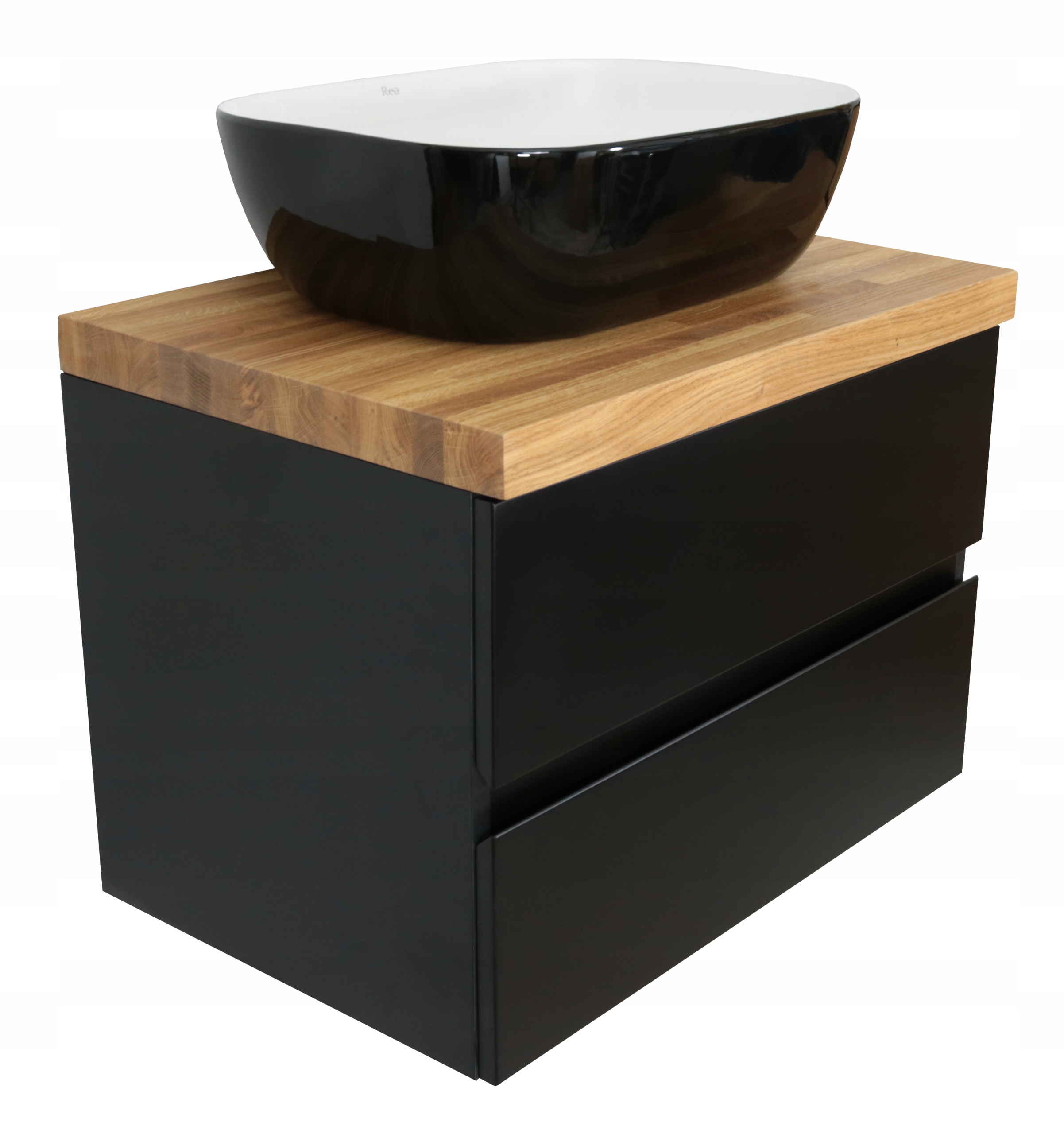 SZAFKA POD UMYWALKĘ LAKIER CZARNY MAT + LITY BLAT DĘBOWY | 60 CM | MDF ...