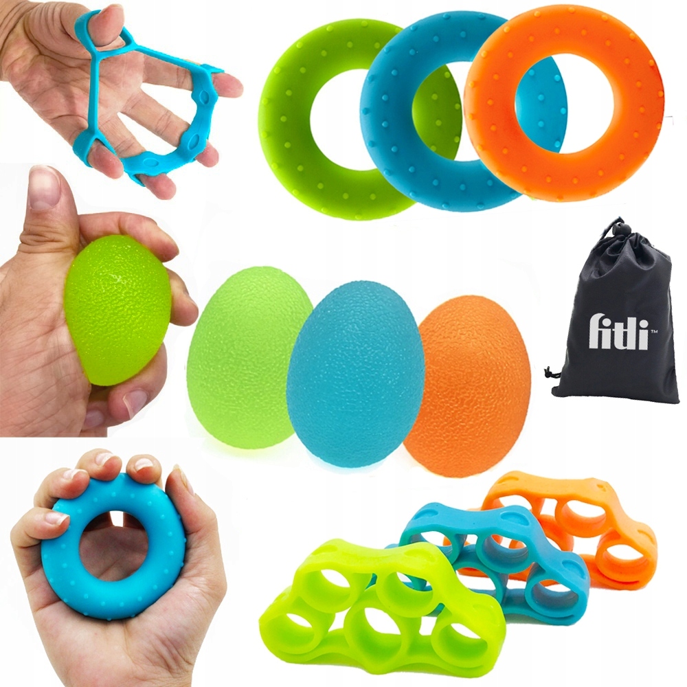 Sada gum pro REHABILITACI Cvičení Ruky Prstů Zápěstí 9el TRENÉR RUKOU ...