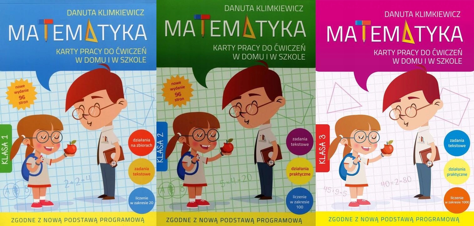 Matematyka klasa 1. Karty pracy do ćwiczeń w domu i w szkole Danuta Klimkiewicz (15147625653 ...