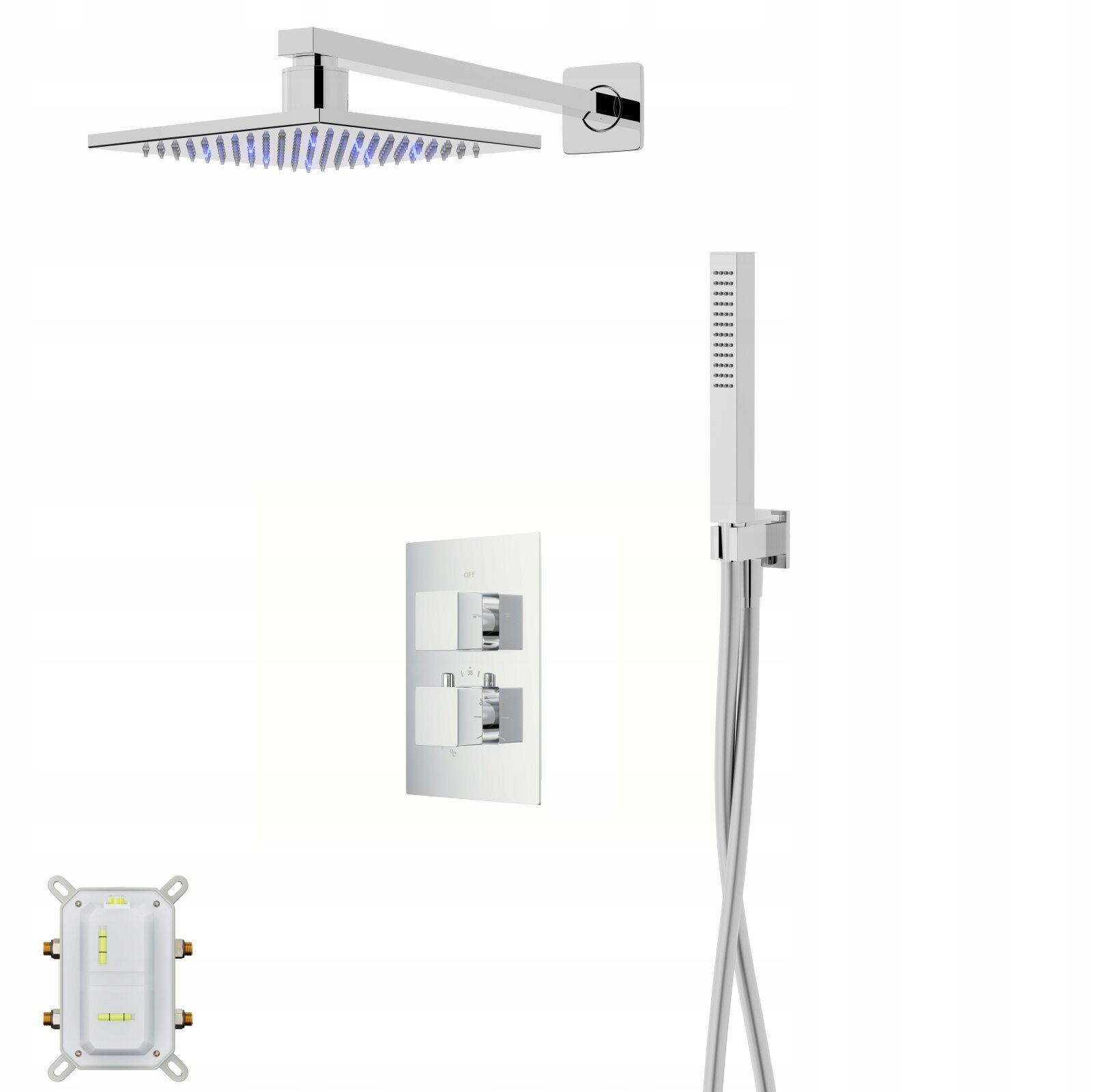 Sprchový set Corsan Ango chrom dešťová sprcha LED termostat sprchová hlavice za 7561.00CZK - Allegro
