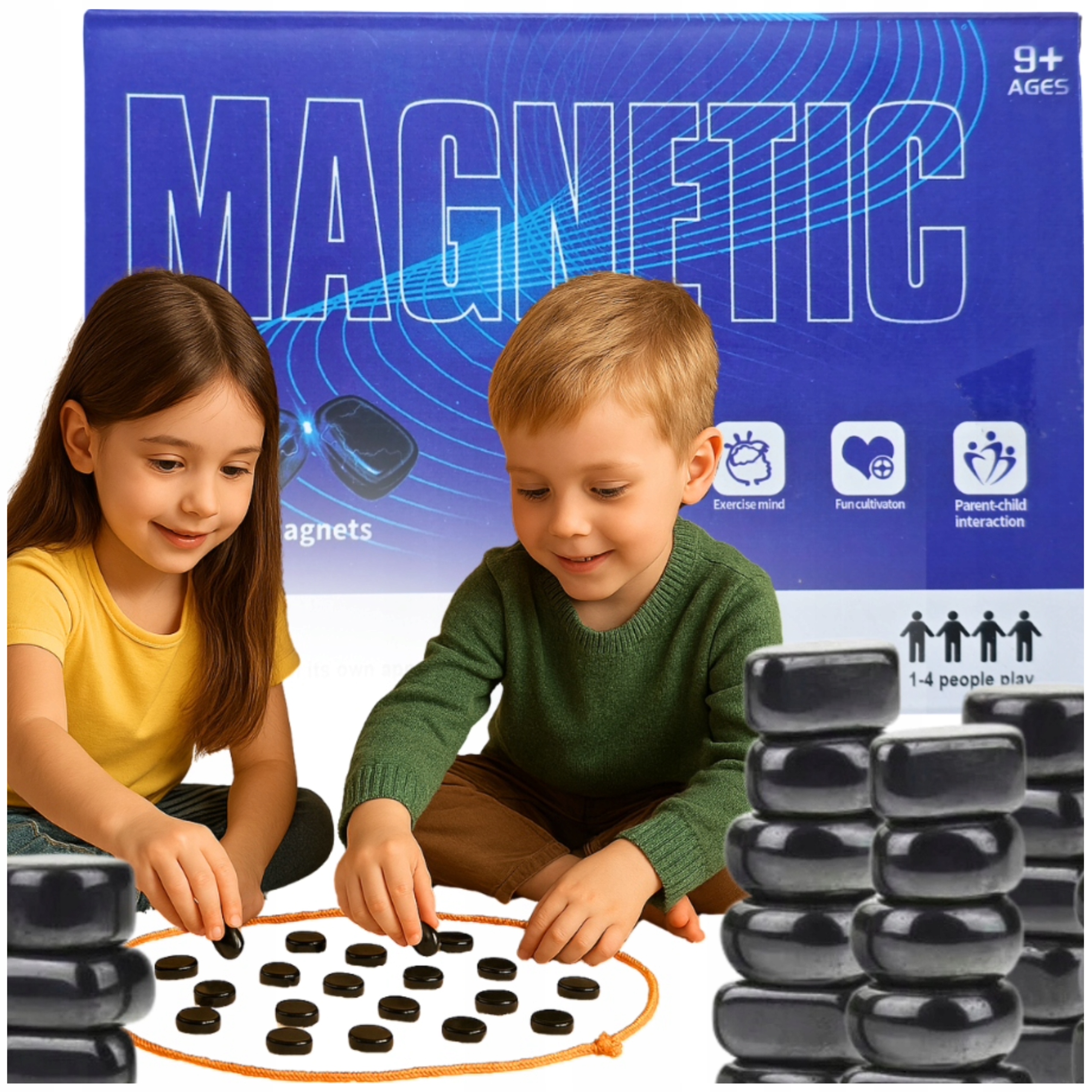 MAGNETICKÉ KAMENY ŠACHY Magnetická logická desková hra 30 kuliček ...