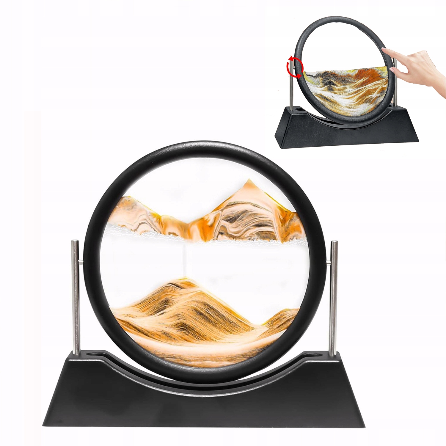 SZTUKA PIASKOWA 3D KLEPSYDRA PIASKOWY PEJZAŻ PORUSZAJĄCY SIĘ PIASEK ...