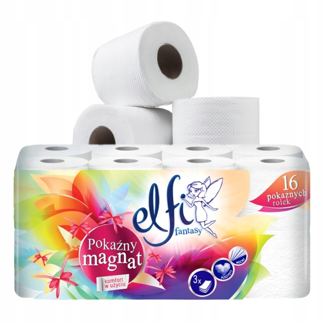 Papier toaletowy Elfi Pokaźny Magnat 16 rolek 3 warstwowy mocny miękki ...