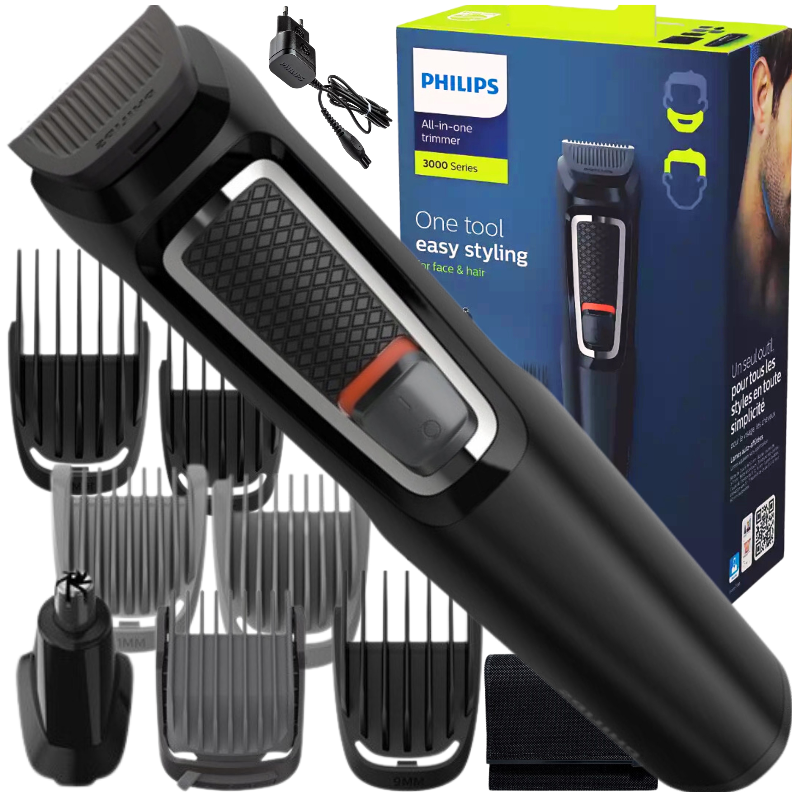 ZESTAW MASZYNKA TRYMER PHILIPS STRZYŻENIA WŁOSÓW BRODY NOSA USZU MĘSKA ...