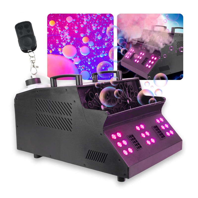 3V1 SET VÝROBNÍK MLHOVÉHO KOUŘE + STROJ NA BUBLINY + LED EFEKT RGB DMX PILOT za 3939.00CZK - Allegro
