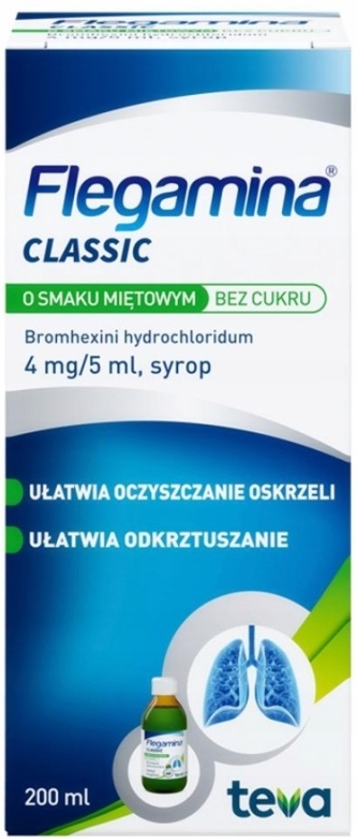Lek TEVA Flegamina Classic mięta syrop bez cukru 200 ml (5909990881987 ...