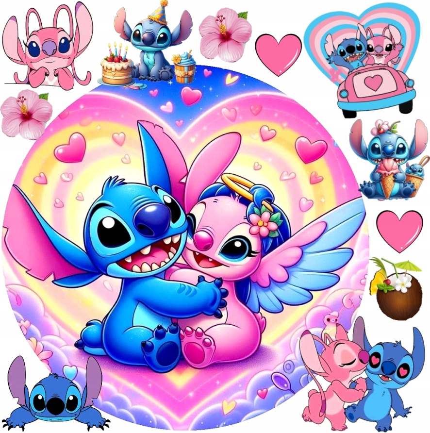 OPŁATEK NA TORT LILO I STICH STICZ STITCH + POSTACIE + TEKST ...