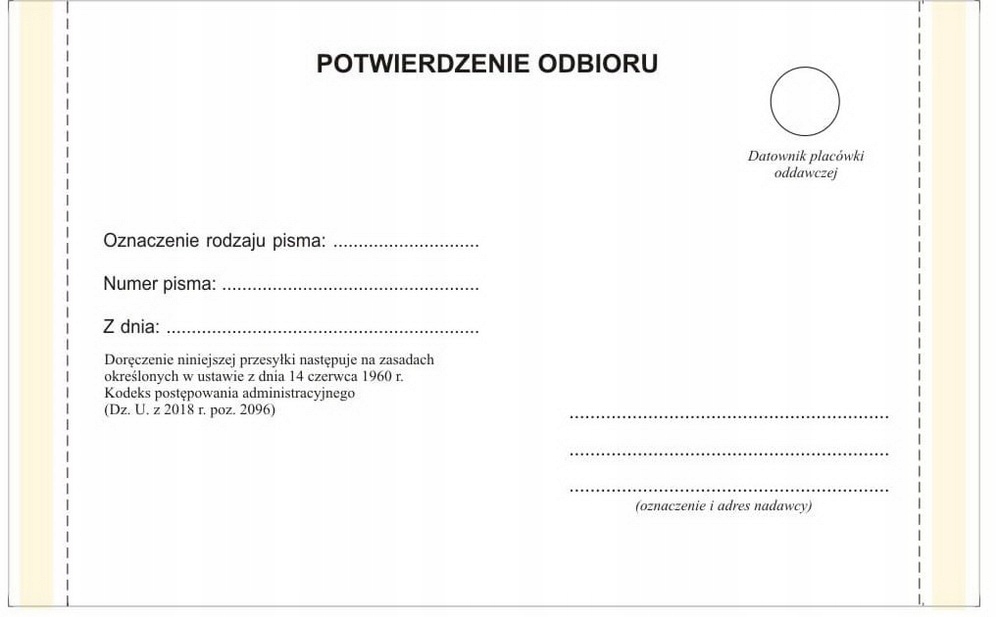 Zwrotne potwierdzenie odbioru nr kat.47467 1000szt (5907510474671 ...