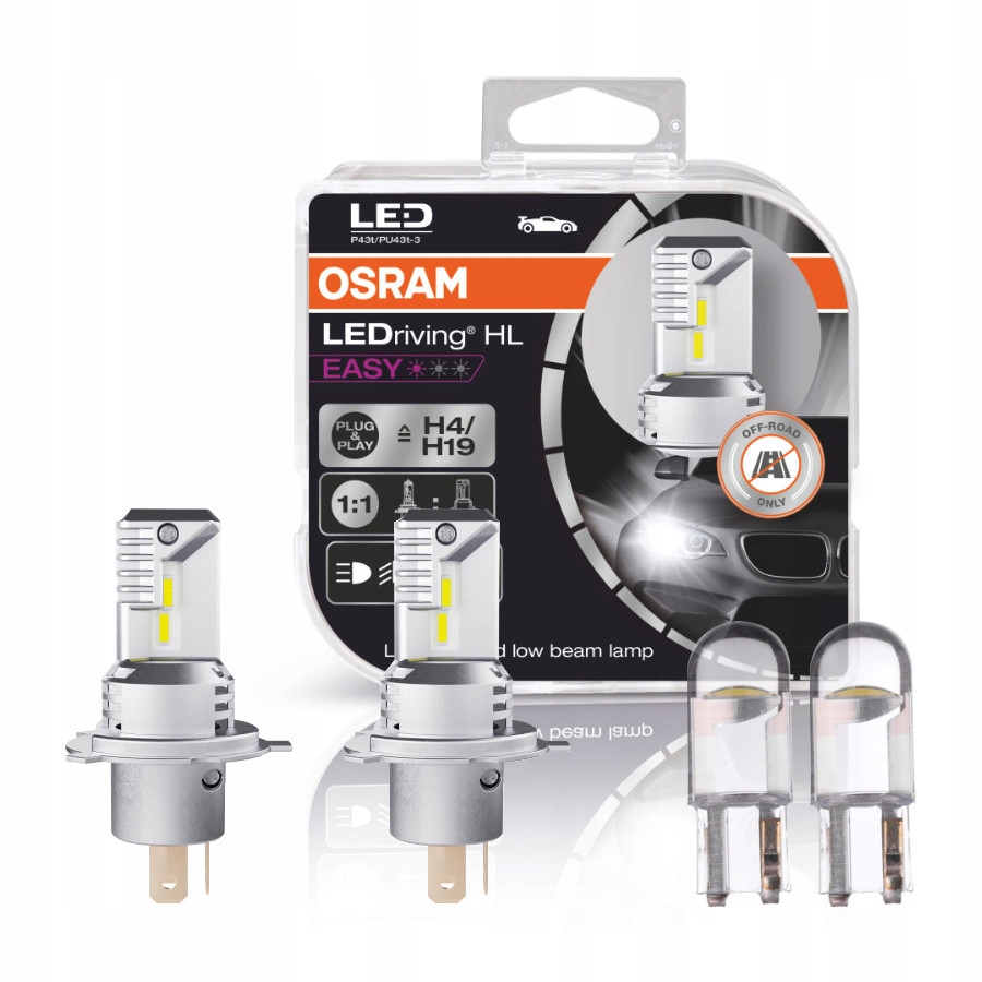 Żarówki samochodowe LED H4 H19 OSRAM 6500K + W5W 64193DWESY-HCB + DWR ... Żarówki samochodowe LED H4 H19 OSRAM 6500K + W5W 64193DWESY-HCB + DWR ...