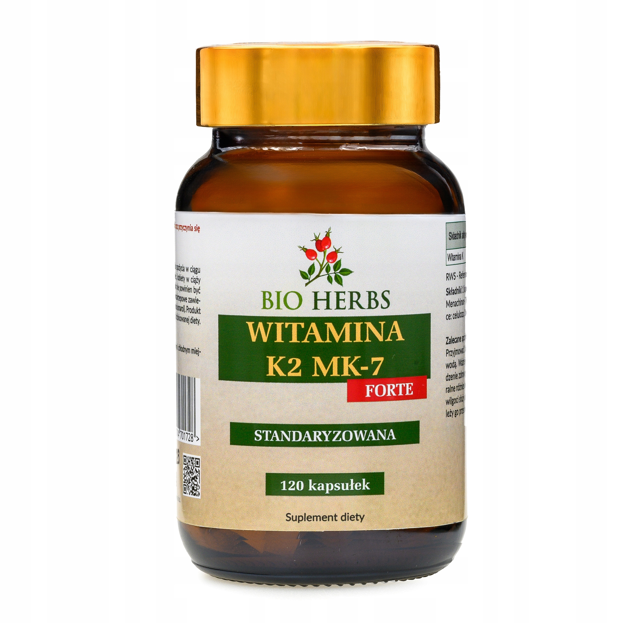 WITAMINA K2 MK-7 FORTE 200mcg NATURALNA STANDARYZOWANA z NATTO 120 ...