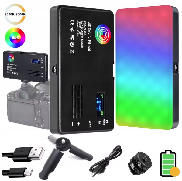 LAMPA LED RGB DO FOTOGRAFII lub KOSMETYKI z akumulatorem 20 efektów ...