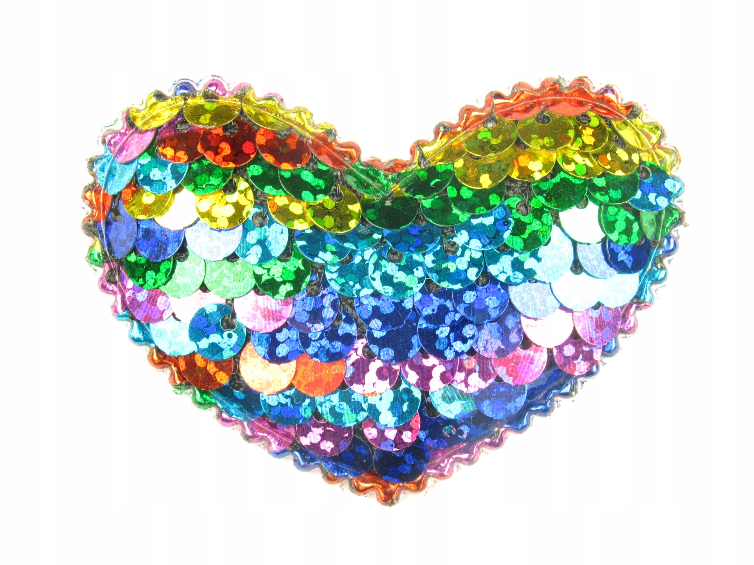 Felvarrható, kétoldalas flitteres szív applikáció, 5x3,5 cm ...