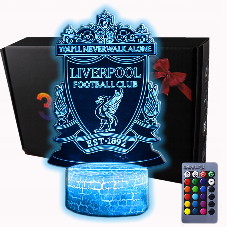 Lampka 3D nocna led usb + pilot Liverpool - lampa rgb wielokolorowa ...