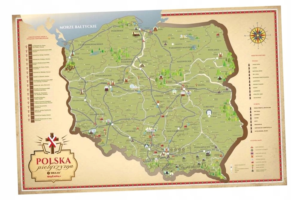 Mapa zdrapka Polski 1DEA.me 1416185 Pielgrzymki - porównaj ceny ...