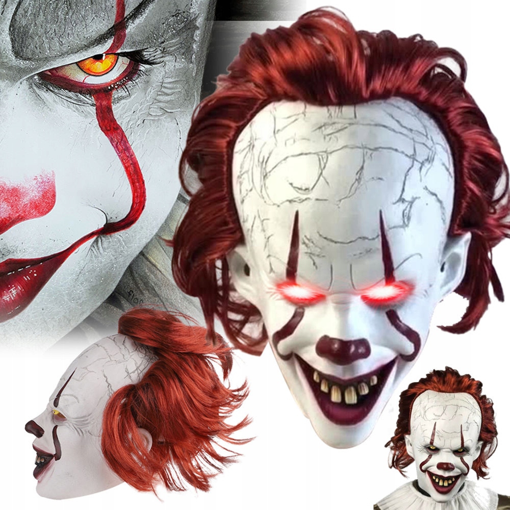 LEDOVÁ MASKA HALLOWEEN KLAUN SCARY LATEXOVÝ KOSTÝM NA OBLIČEJ PŘEVLEK ...