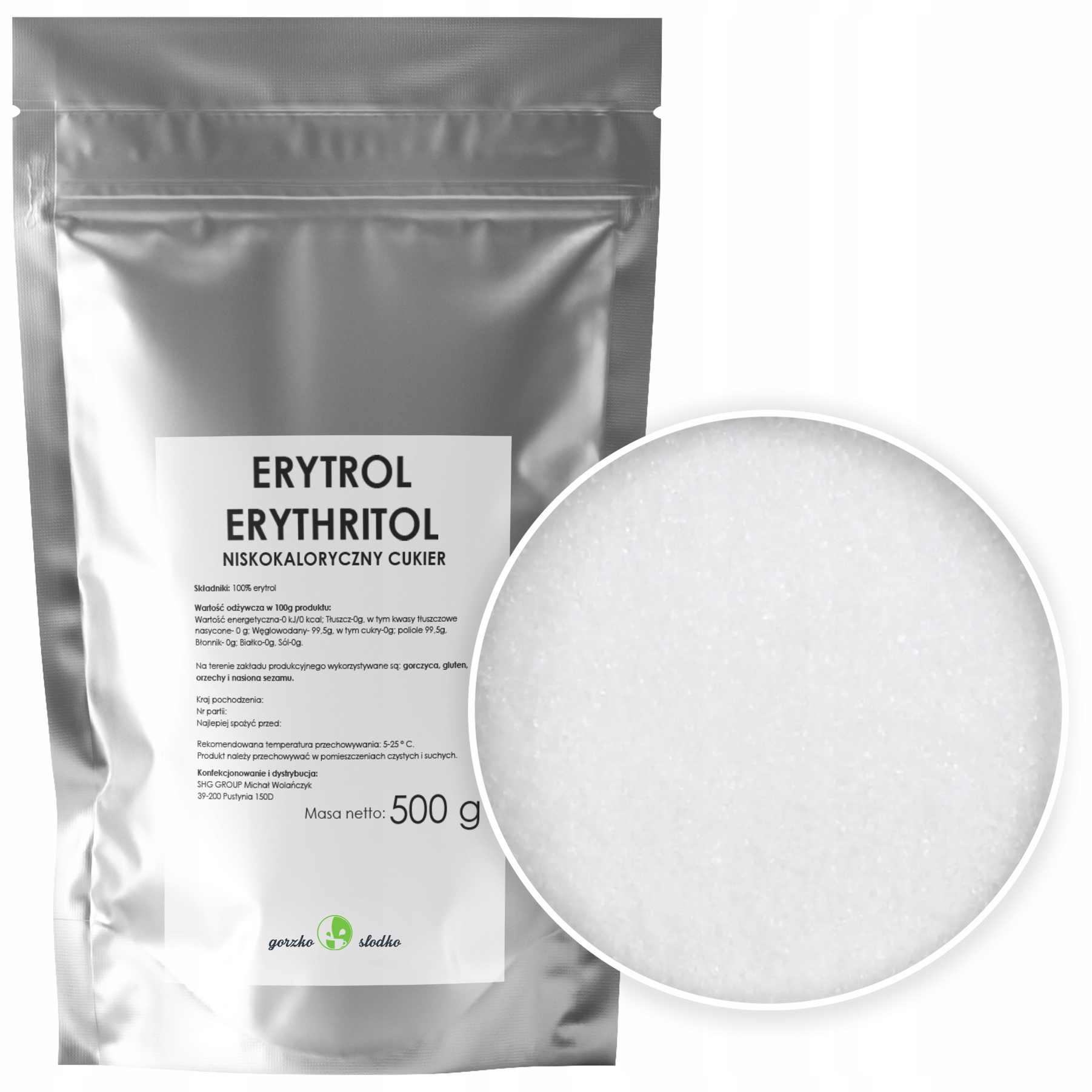 ERYTROL ERYTRYTOL naturalny słodzik 0,5kg 9386890134 - Allegro.pl