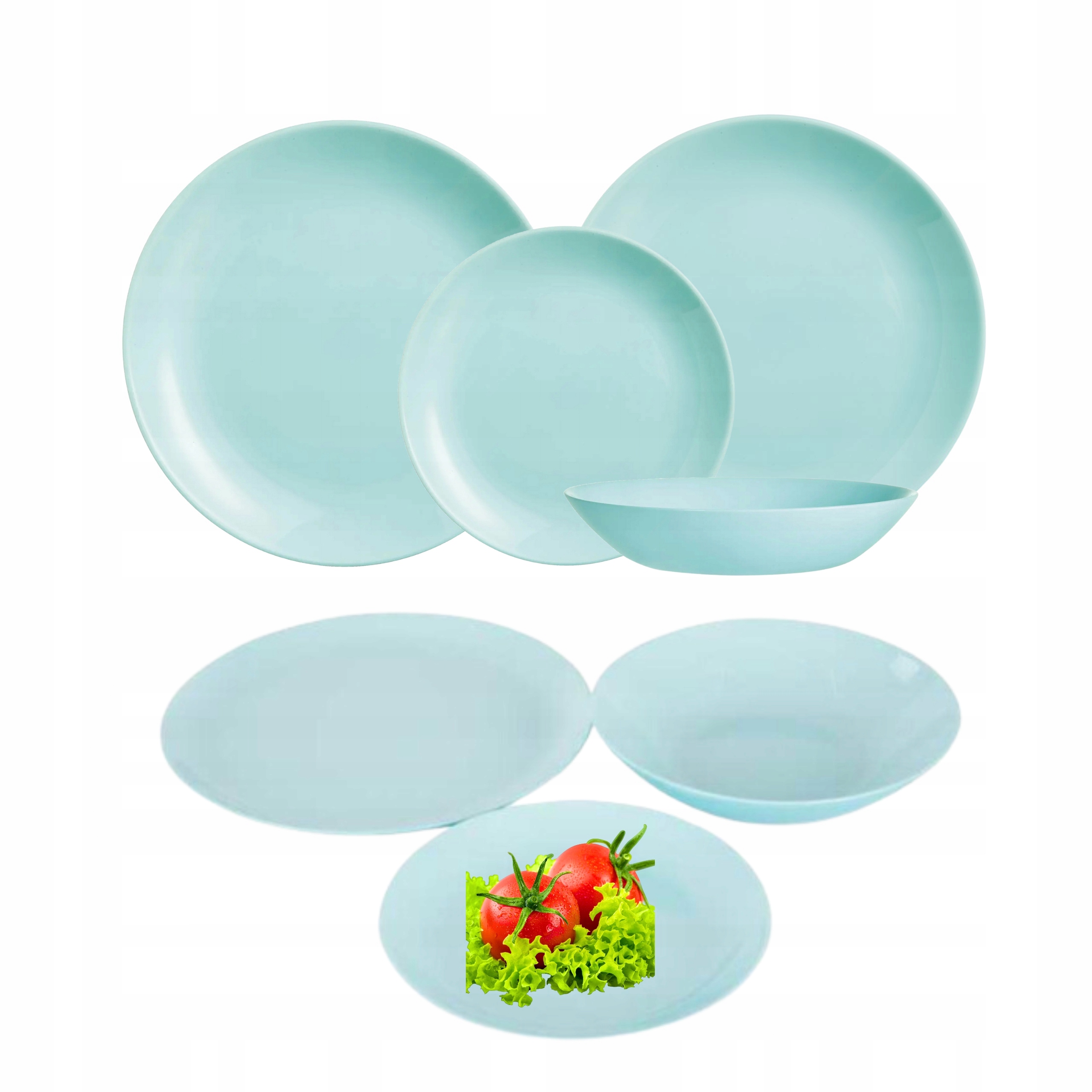 Serwis Obiadowy Talerze Komplet Zestaw 18el TURKUSOWE DIWALI LUMINARC ...