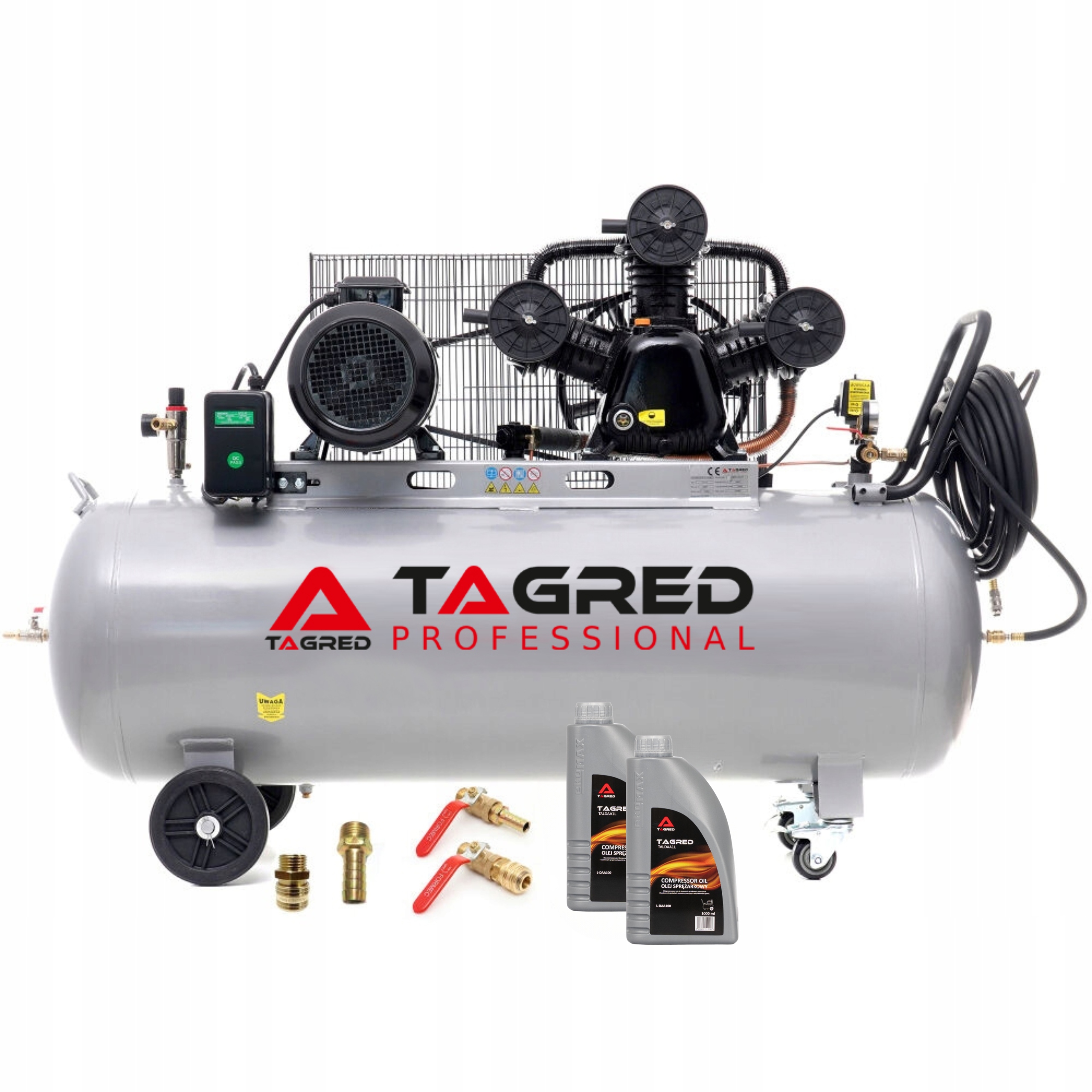 KOMPRESOR SPRĘŻARKA 300L 10bar 1500L/MIN 3 V SEPARATOR + 2 OLEJE + WĄŻ ...
