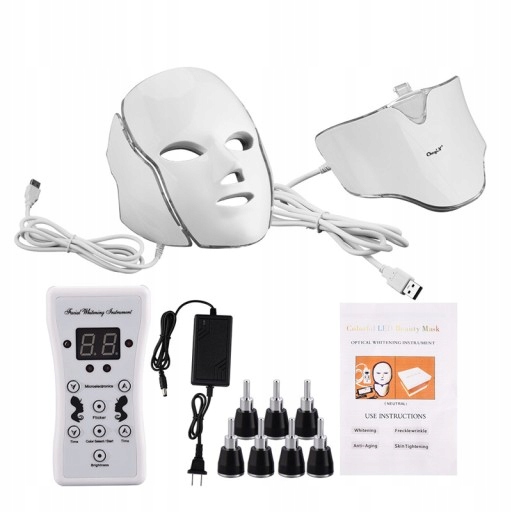 Maska LED na twarz z zabiegiem odmładzającym skórę 14156371387 - Allegro.pl