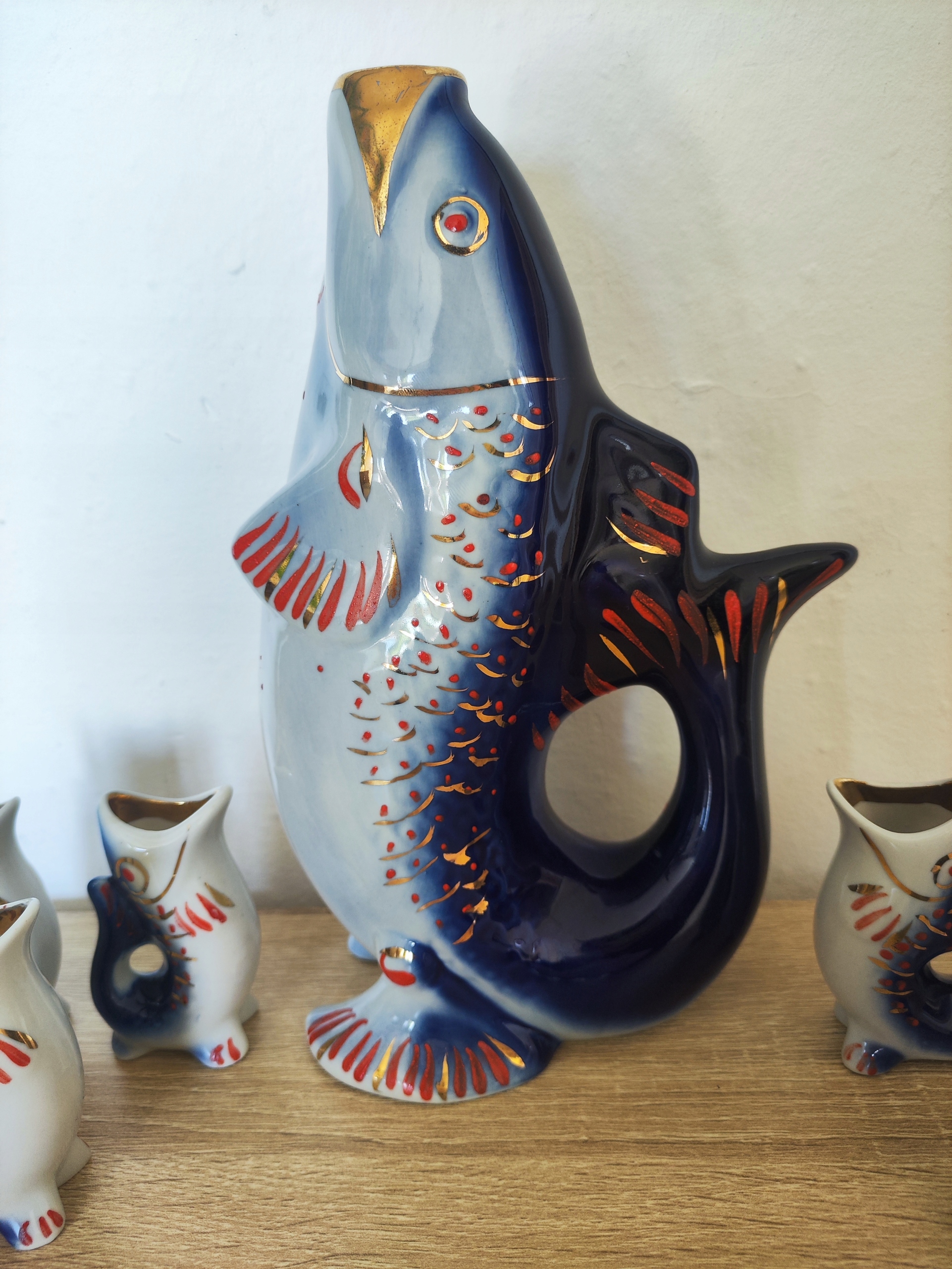 Karafka ryba + 6 kieliszków PRL • Cena, Opinie • Naczynia i sztućce ...