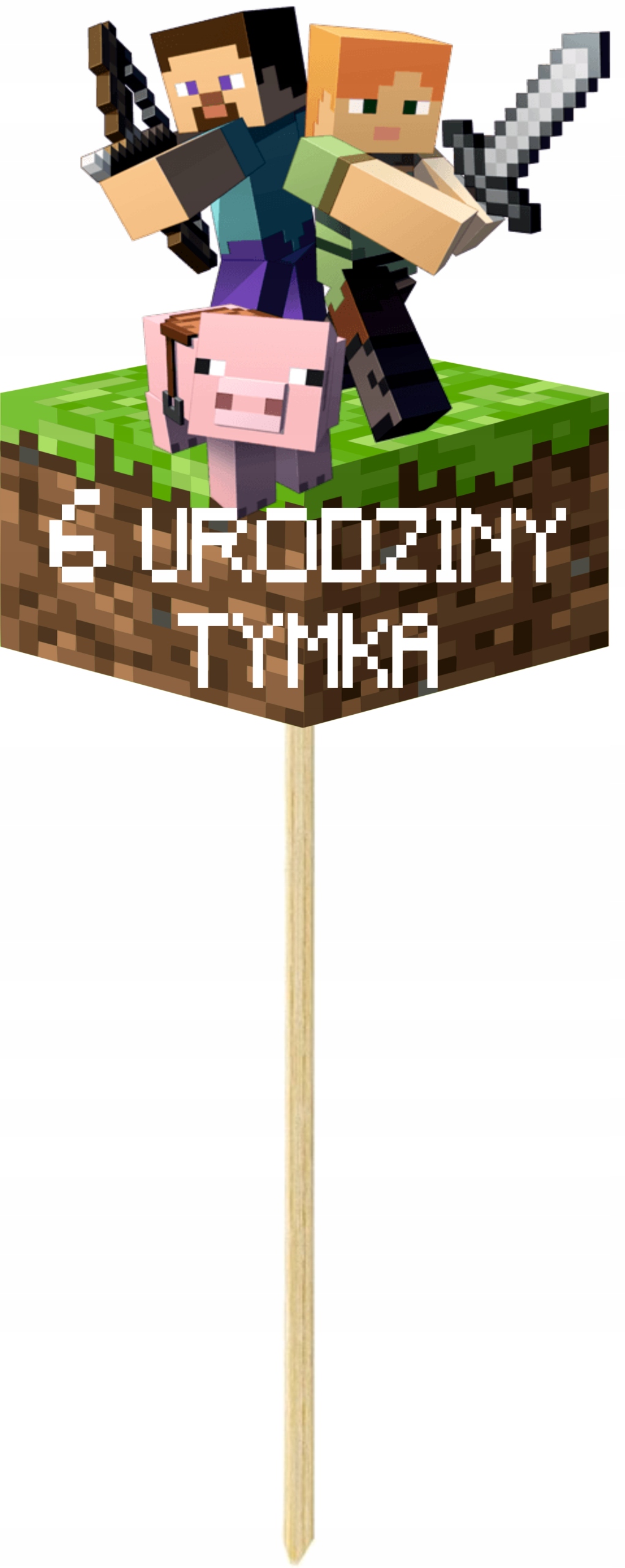 TOPPER NA TORT URODZINY MINECRAFT PERSONALIZOWANY • Cena, Opinie - Allegro