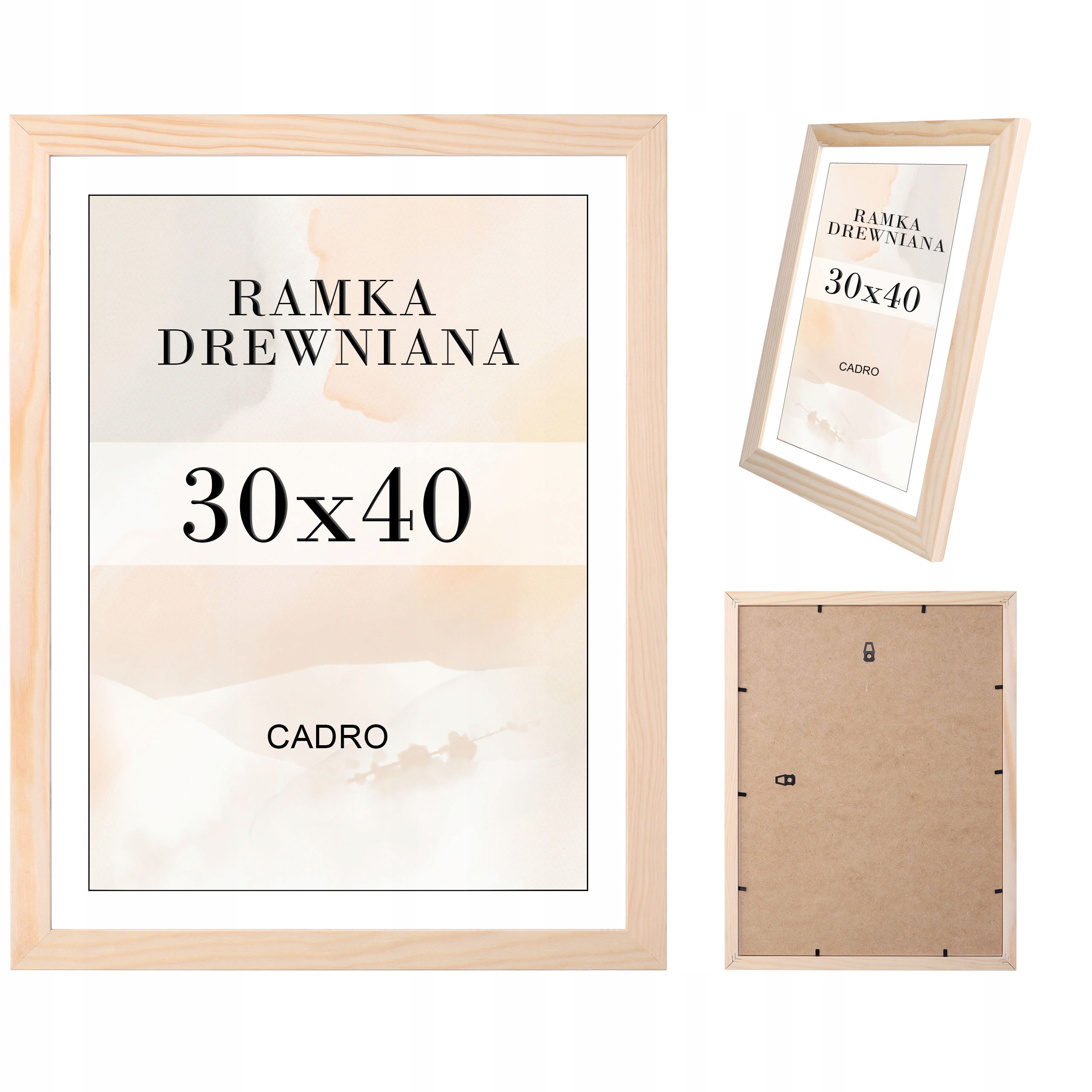 Ramka 30x40 ramki na zdjęcia drewniana sosnowa (Ramka na zdjęcia 30x40 sosnowa Cadro) • Cena ...