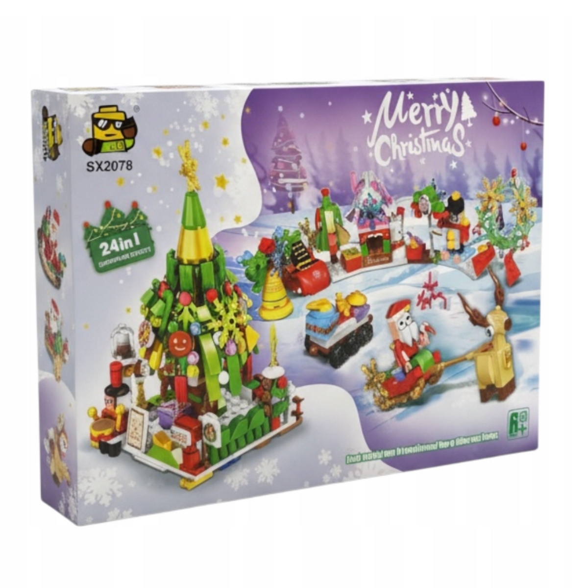 ADVENTNÝ KALENDÁR 24 DIELIKOV STAVEBNICA kocky vianočný stromček vláčik ...