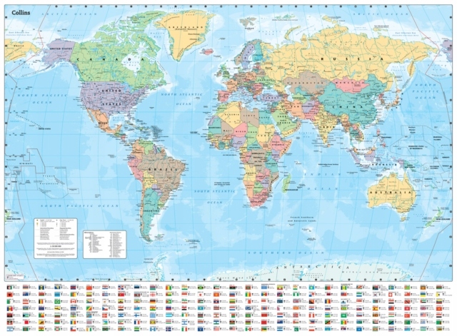 Collins World Wall Laminated Map Sheet map, rolled Collins Maps ...