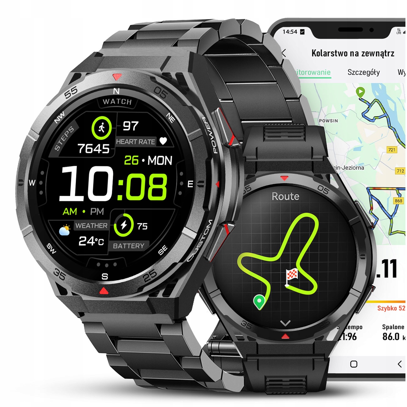 SMARTWATCH MĘSKI GPS MENU POLSKIE WODOODPORNY SPORT ROZMOWY SMART WATCH ...