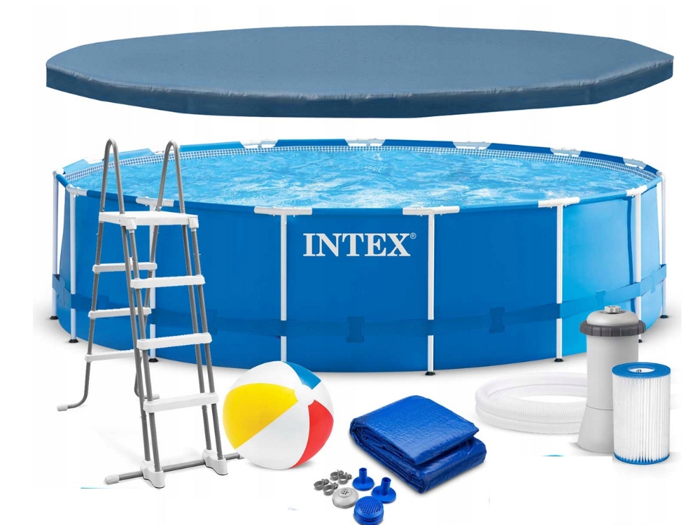 BASEN STELAŻOWY Z POMPĄ 457 X 457 x 122 cm OGRODOWY ZESTAW XXXL INTEX ...