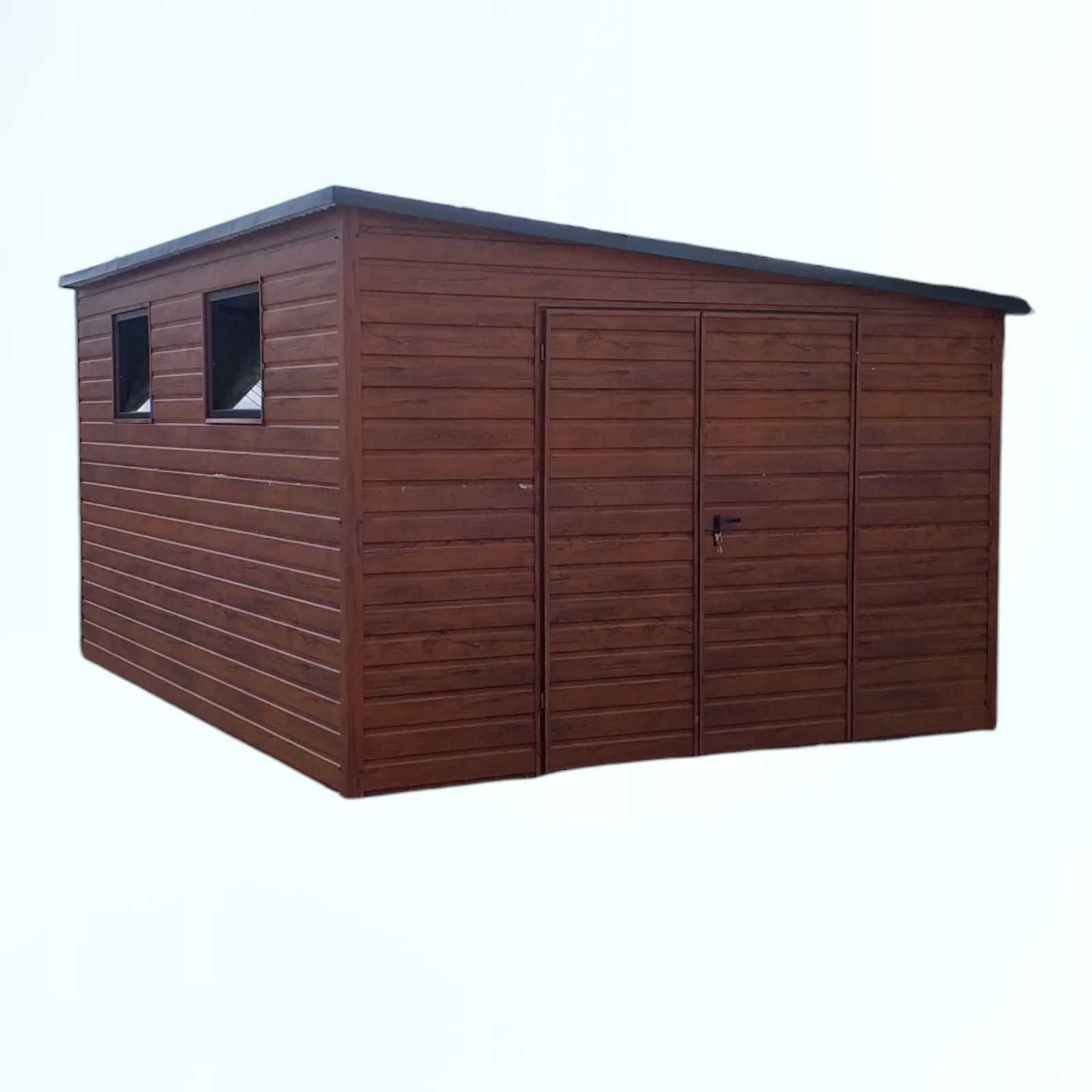 Domek ogrodowy narzędziowy schowek szopa 4x4m ORZECH okna PCV spad na ...