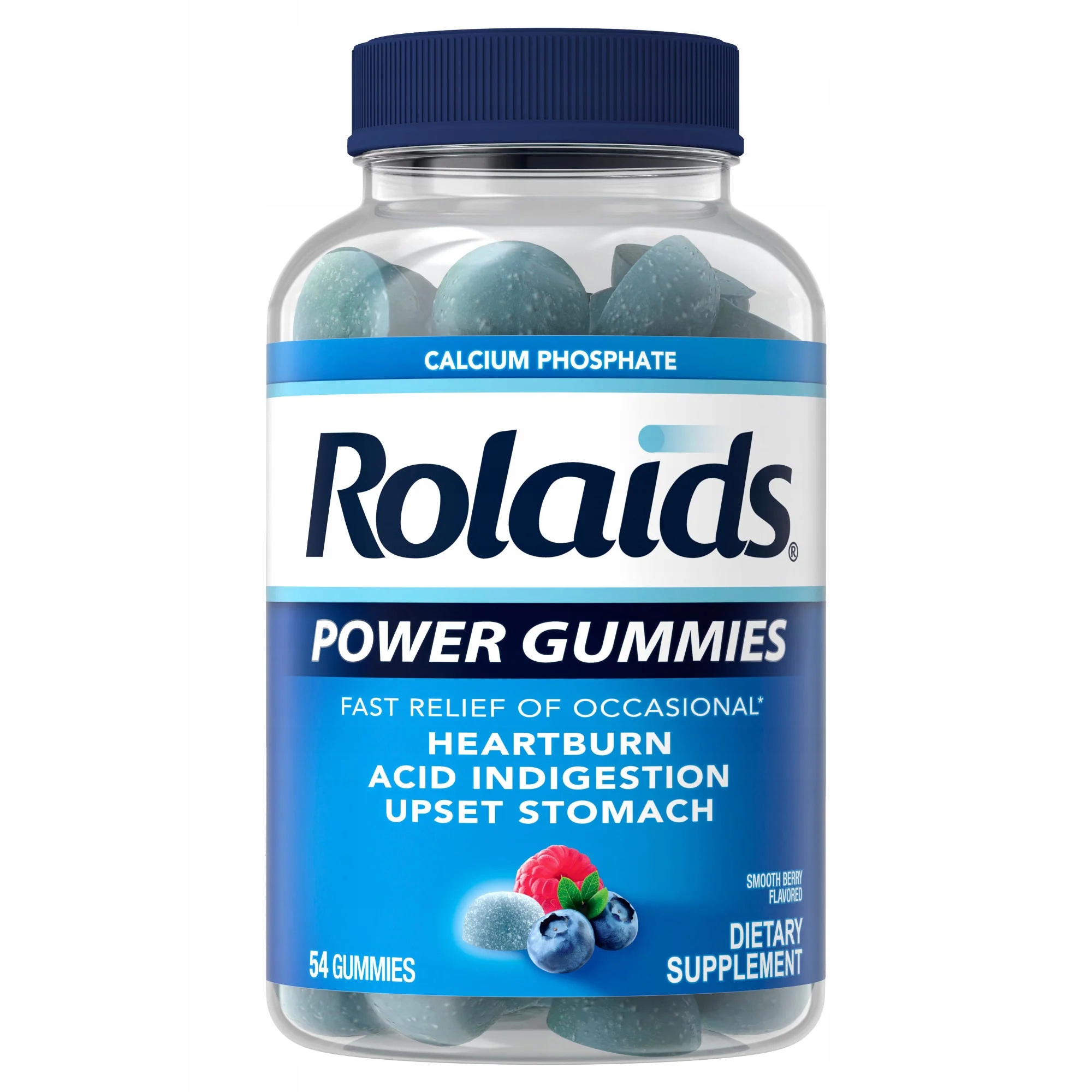 Rolaids Power Gummies, fosforečnan vápenatý, Smooth Berry, 54 želé za ...