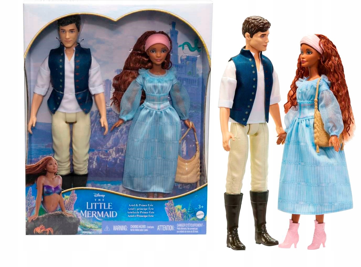 MAŁA SYRENKA ARIELKA I KSIĄŻE ERYK DISNEY ZESTAW 2 LALKI LALKA KINO ...