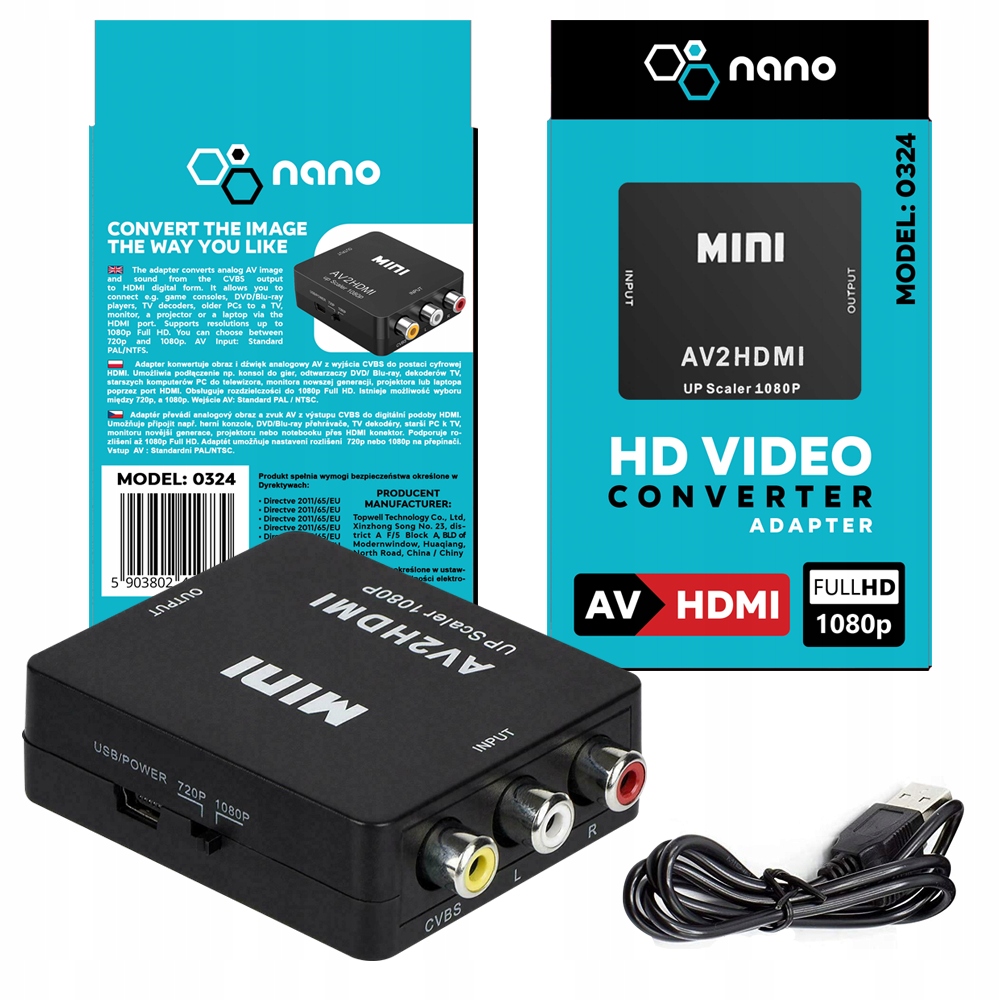 ADAPTÉR AV RCA NA HDMI PŘEVODNÍK CINCH CVBS 1080P RCA - HDMI za 282 ...