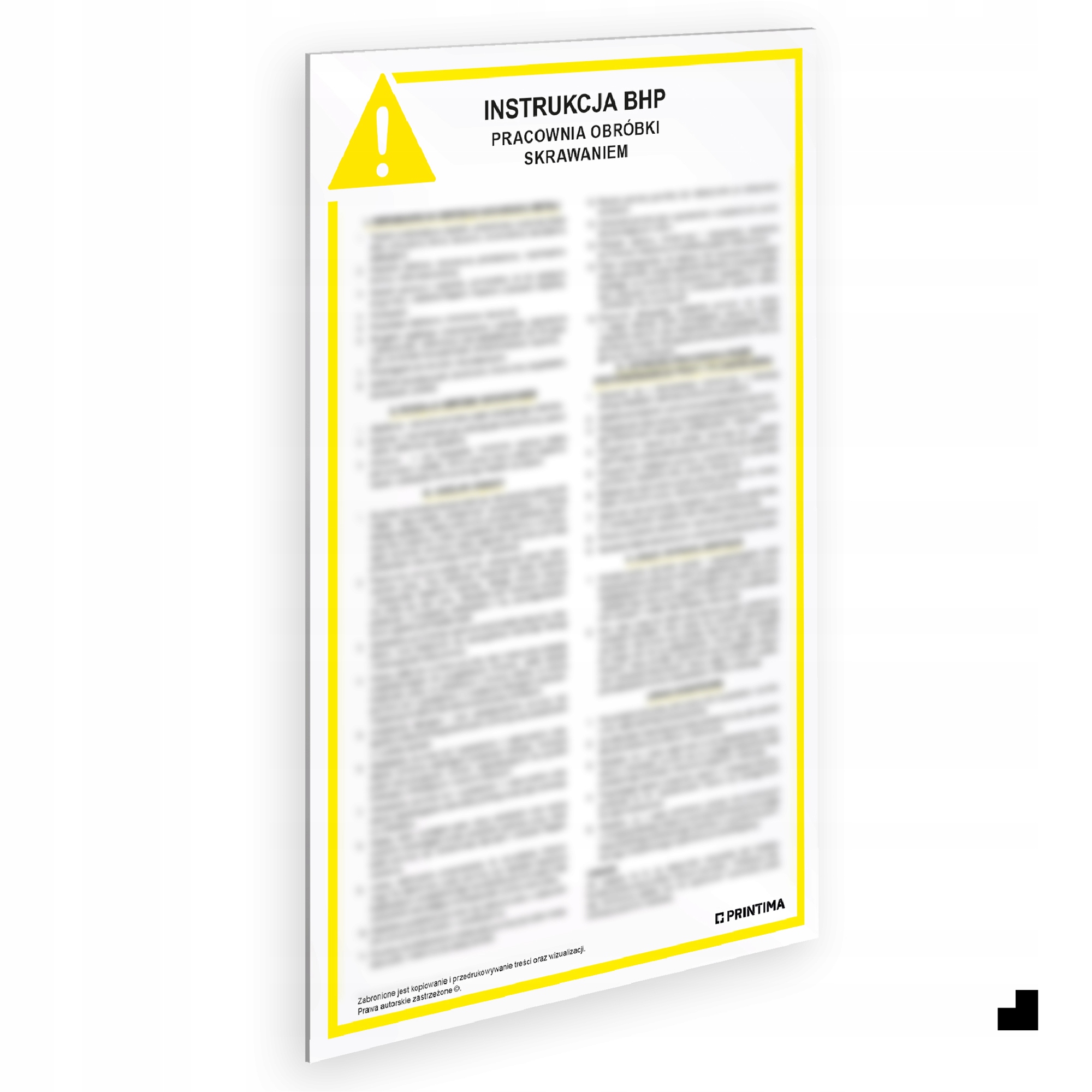TABLICZKA INSTRUKCJA BHP PRACOWNIA OBRÓBKI SKRAWANIEM (INSTRUKCJA BHP ...