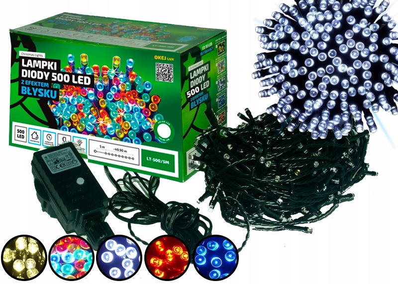 ZEWNĘTRZNE FLASH Lampki Choinkowe 500 LED Sznur 50m. TIMER różne wersje ... ZEWNĘTRZNE FLASH Lampki Choinkowe 500 LED Sznur 50m. TIMER różne wersje ...
