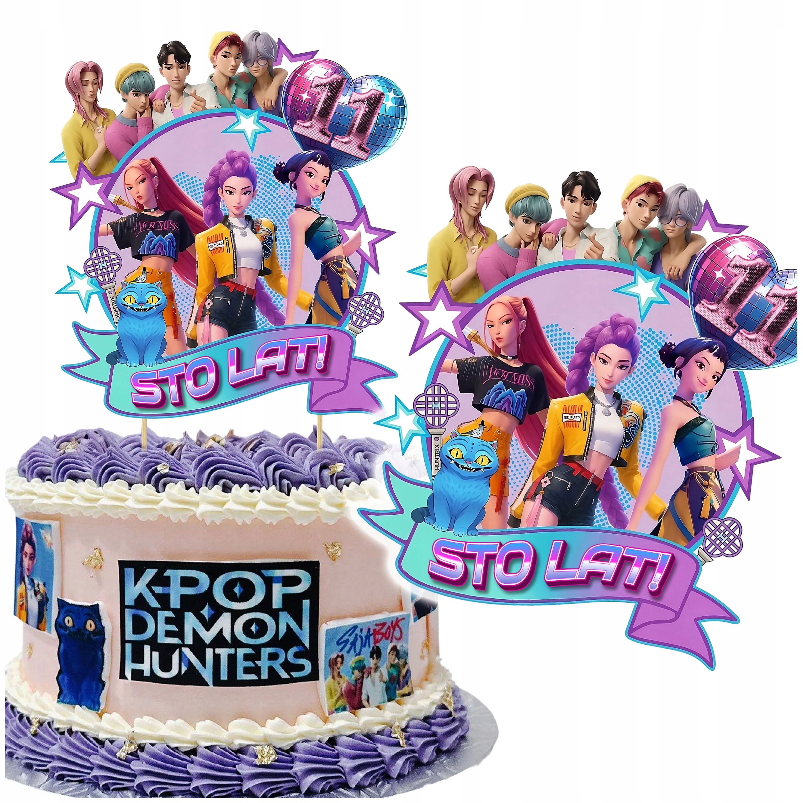TOPPER NA TORT URODZINY 11 LAT OZDOBA PRZYJĘCIE HUNTRIX KPOP DEMON ...