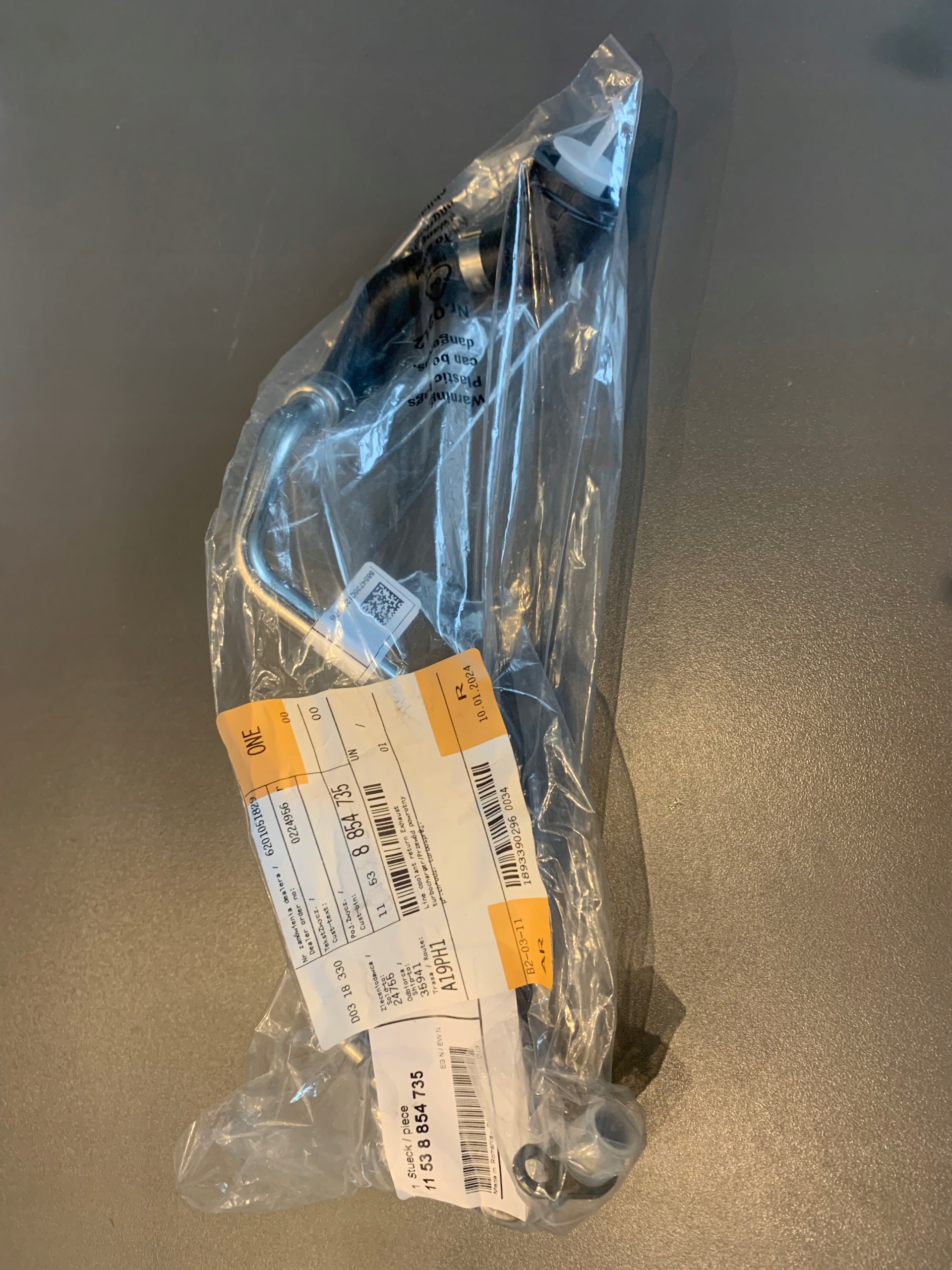 PRZEWÓD POWROTNY PŁ. CHŁODZĄCEGO TURBO BMW F30 G G30 11538854735 ...