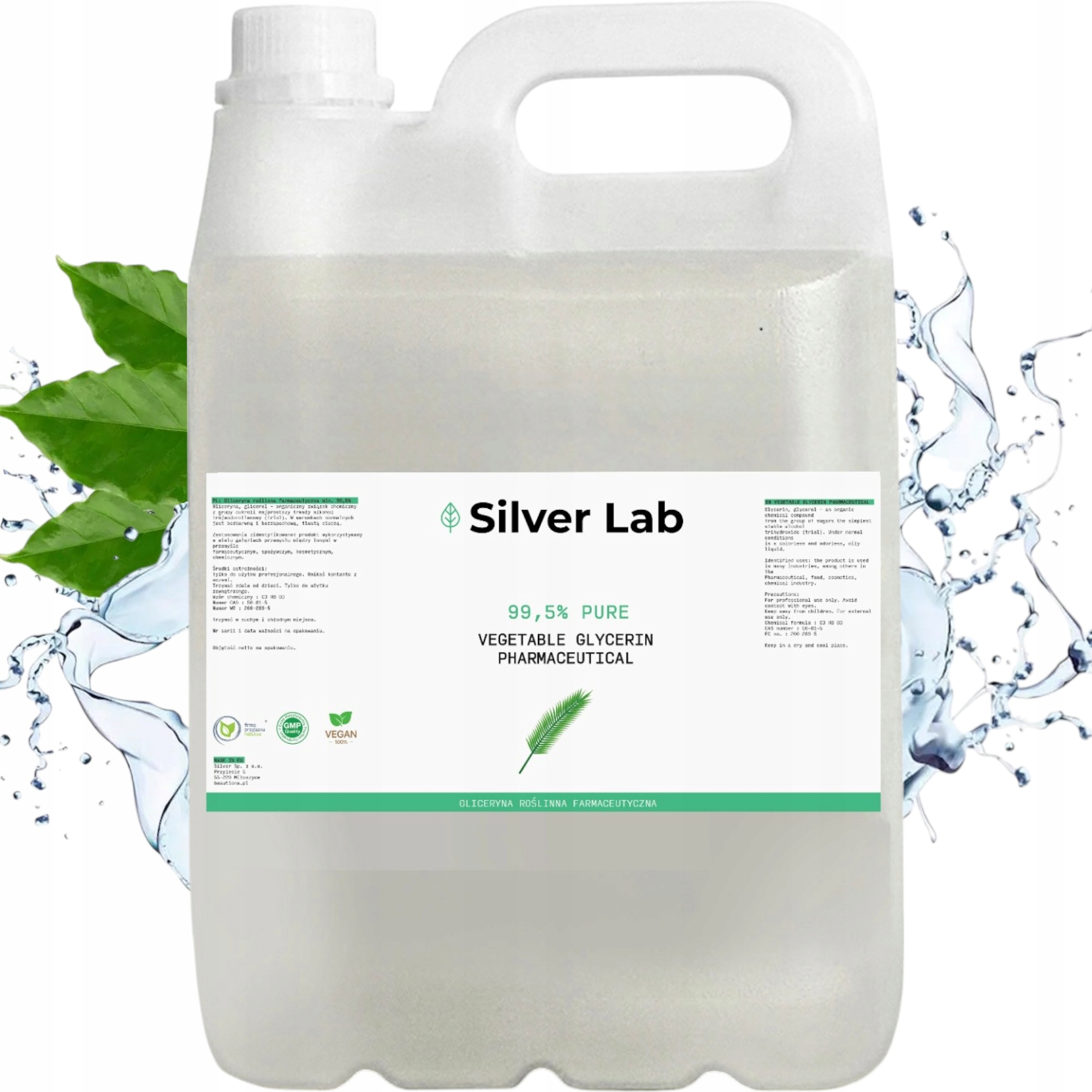 Gliceryna roślinna farmaceutyczna 99,5 % świetna jakość 5 l 5000 ml (5906118458694) • Cena ...