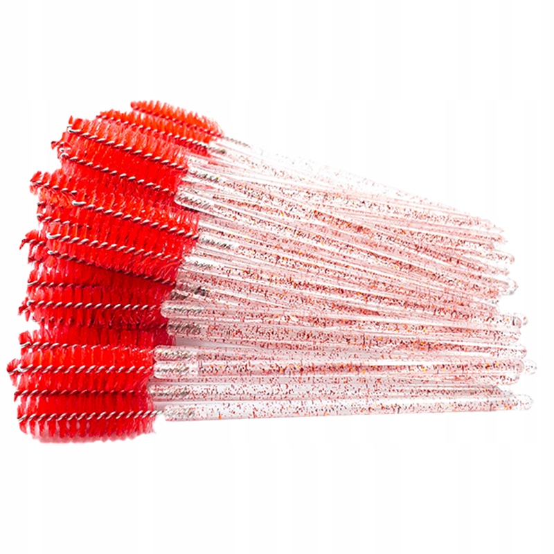 Křišťálové kartáčky na řasy 50 ks Červené za 57.00CZK - Allegro