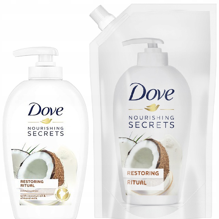 Dove Restoring Ritual Mydło płynie Kokos 250+500ml 13207584979 - Allegro.pl
