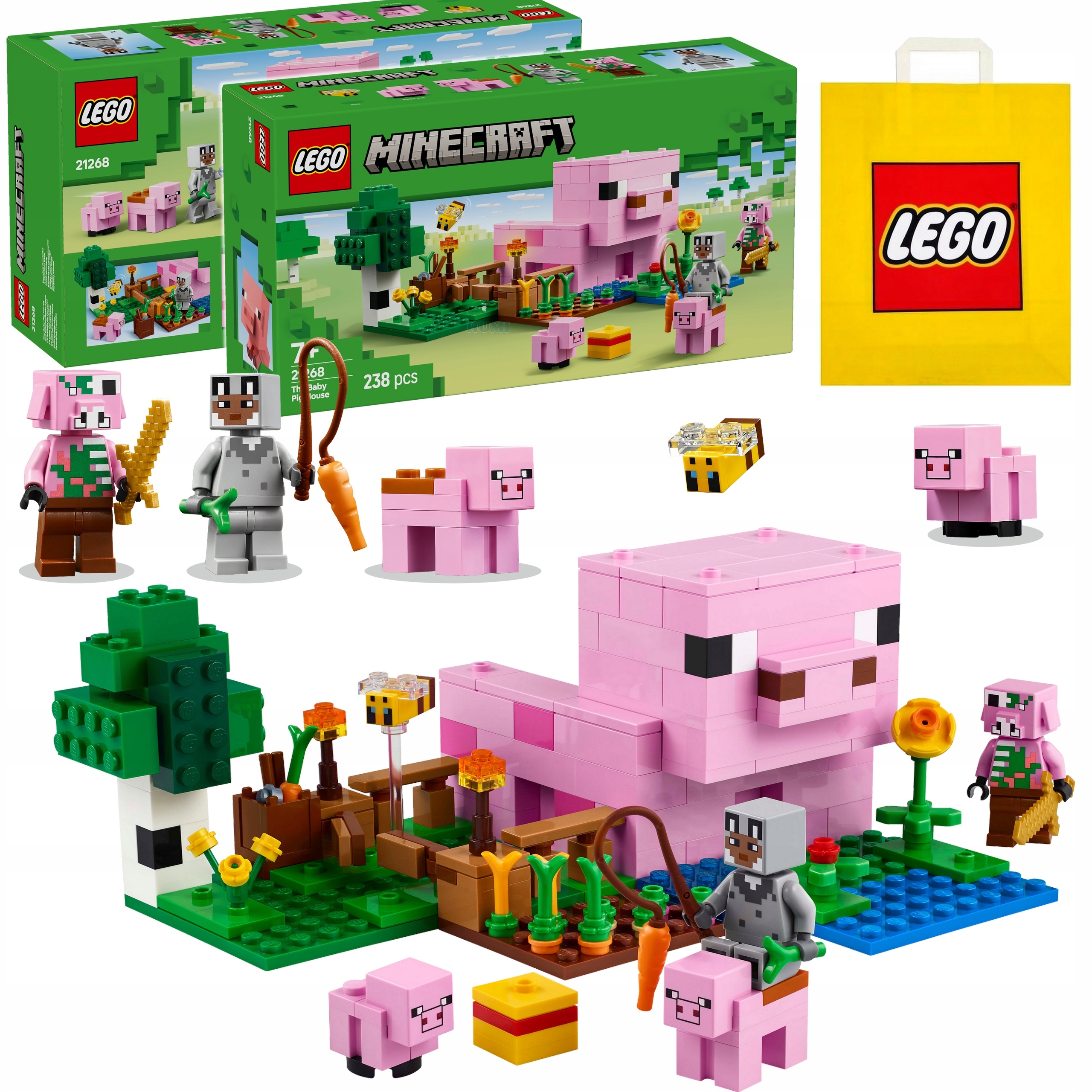 LEGO MAINCRAFT 21268 Dom Prosiaczka Świnki FARMA Gospodarstwo + Torba ...