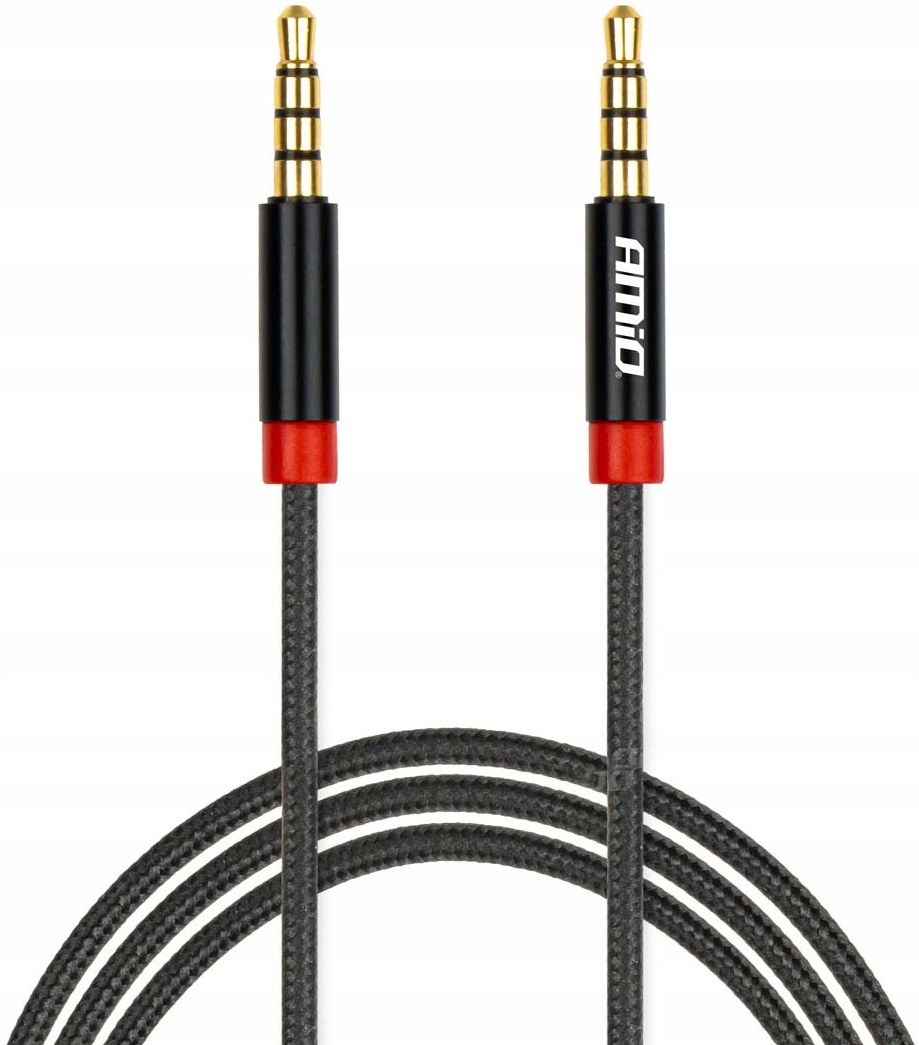 KABEL WTYK AUX MINI JACK 3,5MM OPLOT DŁUGI 100cm DO AUTA SAMOCHODU ...