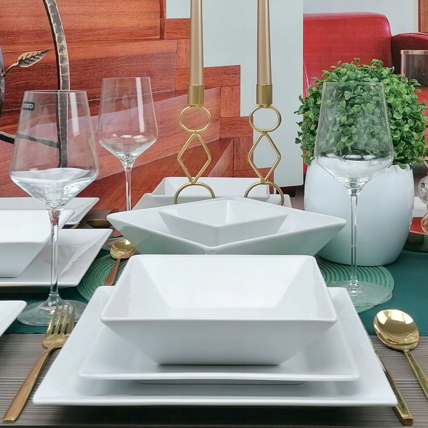 LUBIANA CLASSIC ZESTAW SERWIS OBIADOWY NA 12 OSÓB 44 SZTUK KWADRATOWY ...