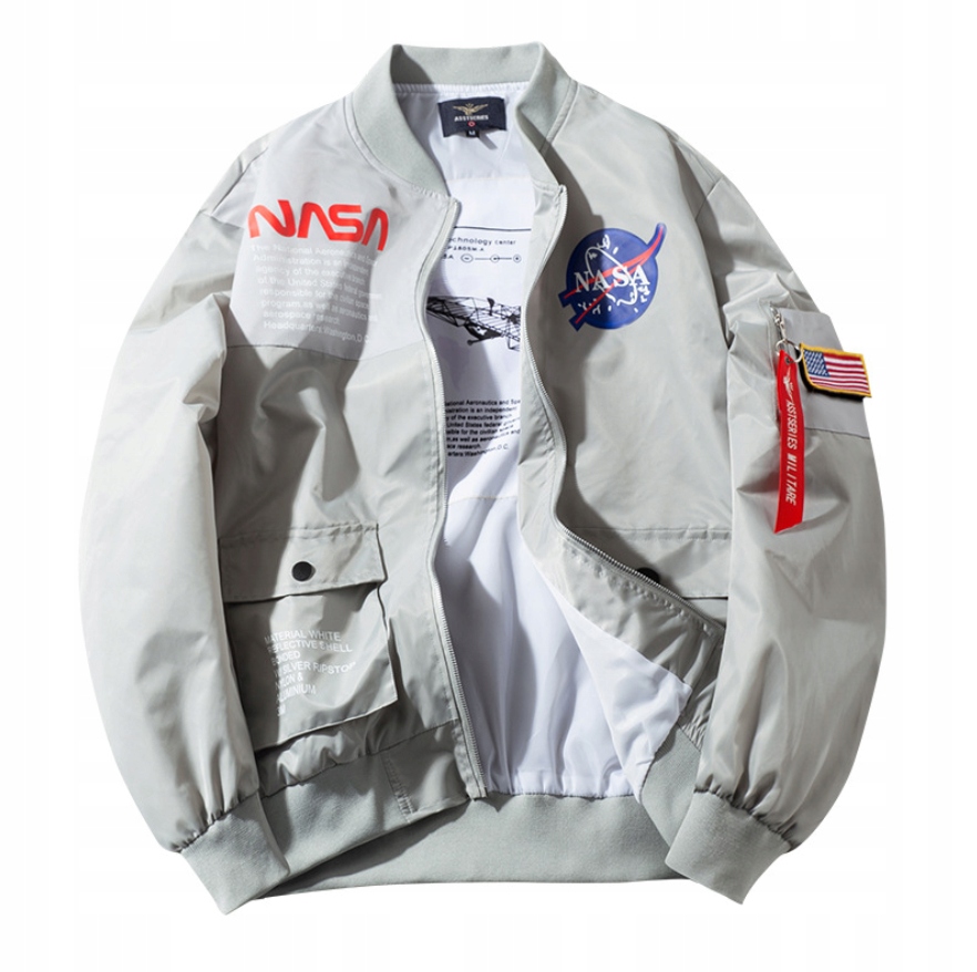 Kurtka bomber NASA Air Force MA1 szara XS • Cena, Opinie • Kurtki ...